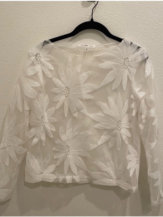 Endless Rose | Tops | Endless Rose White Sheer Floral Embroidered Mesh ...